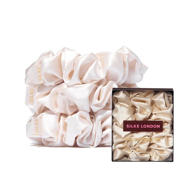 Large Cream Silk Scrunchies | For All Hair Types | SILKE London